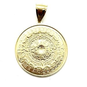 Jewelry | 1k Gold Aztec Calendar Pendant | Poshmark
